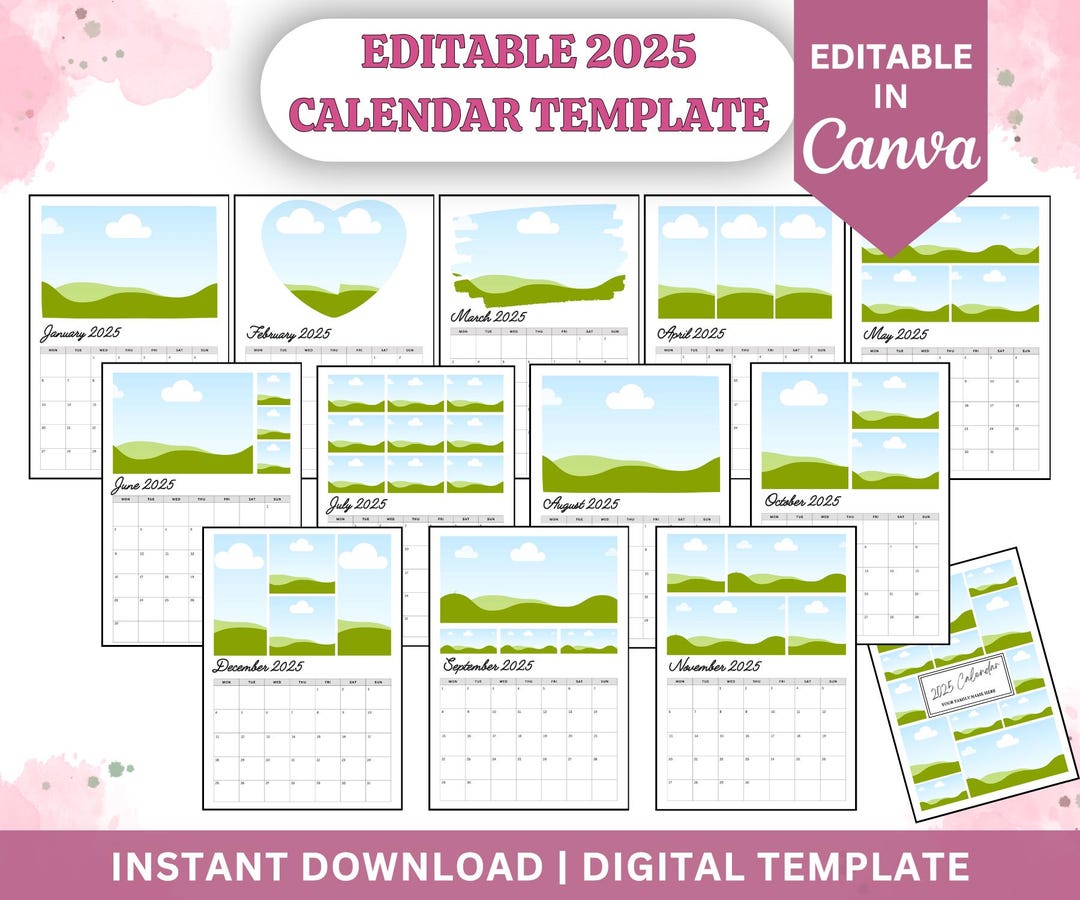 Plantillas de calendario 2025 editables / Plantillas Canva gratuitas ...