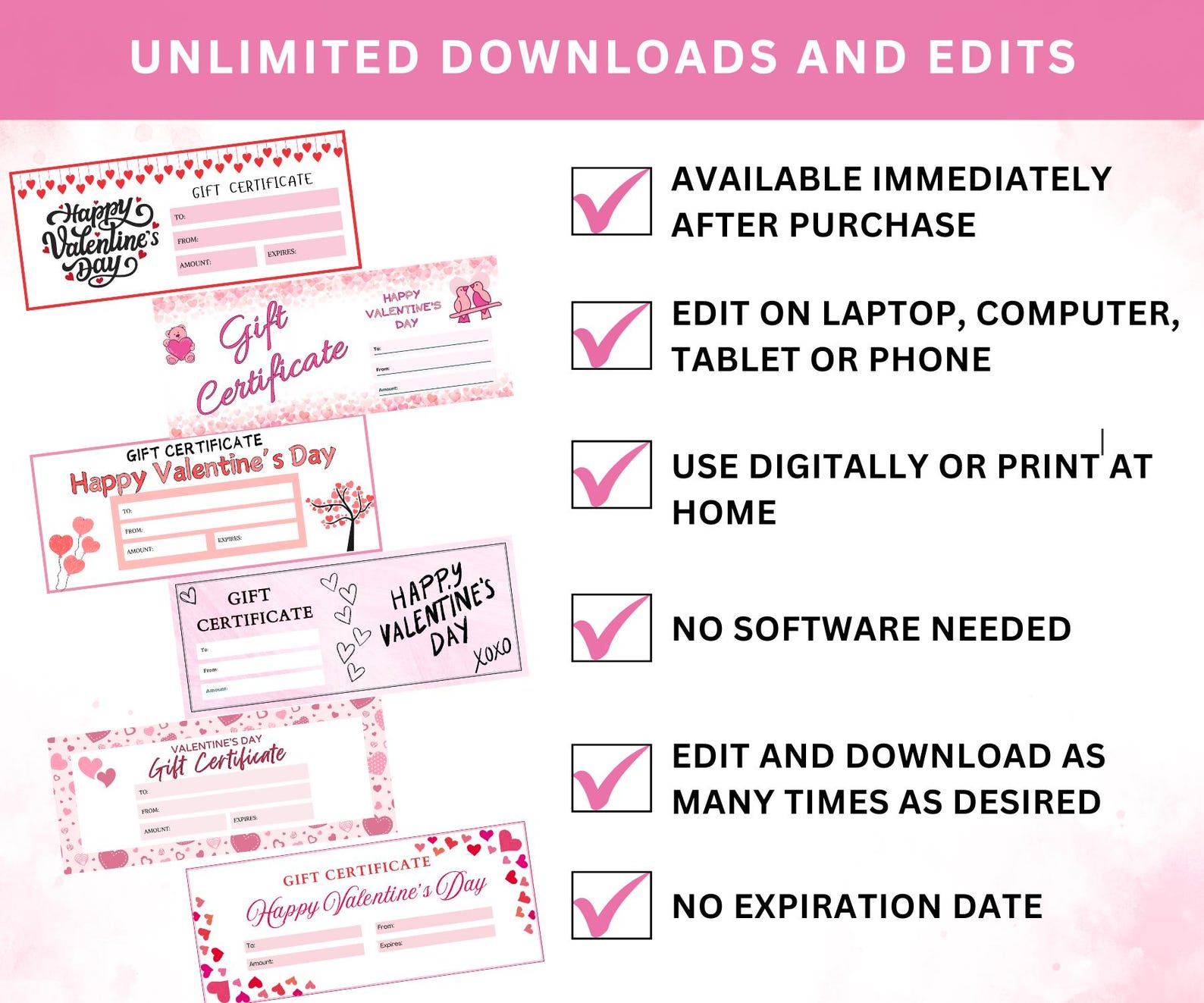 Editable Valentine's Gift Certificates | Gift Certificate Template ...