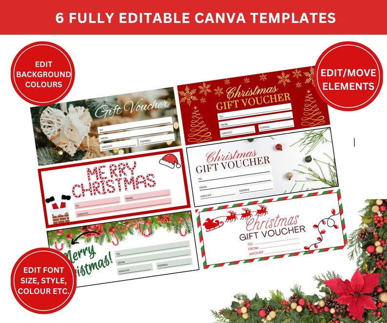 Christmas Gift Voucher Template | Editable Canva (digital Template) - Etsy