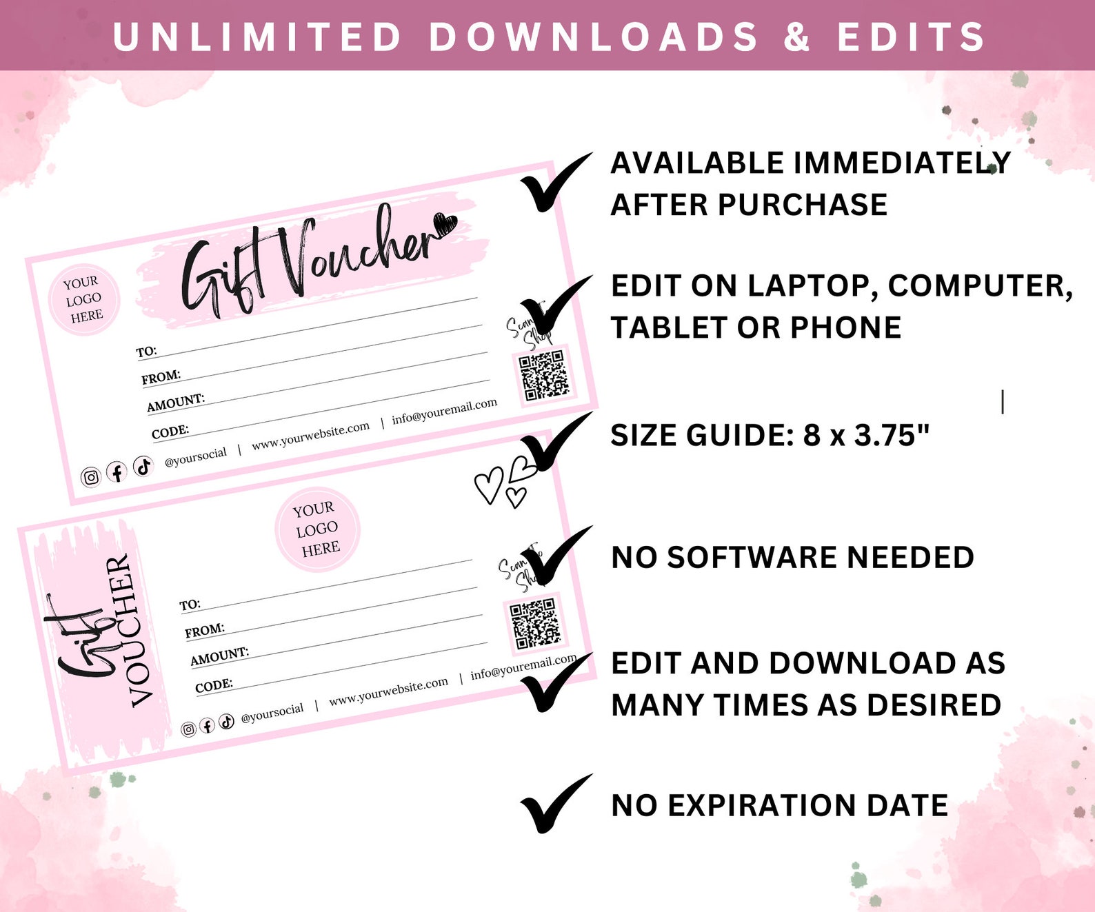 Gift Voucher, Canva Editable Template, Gift Certificate, Business ...