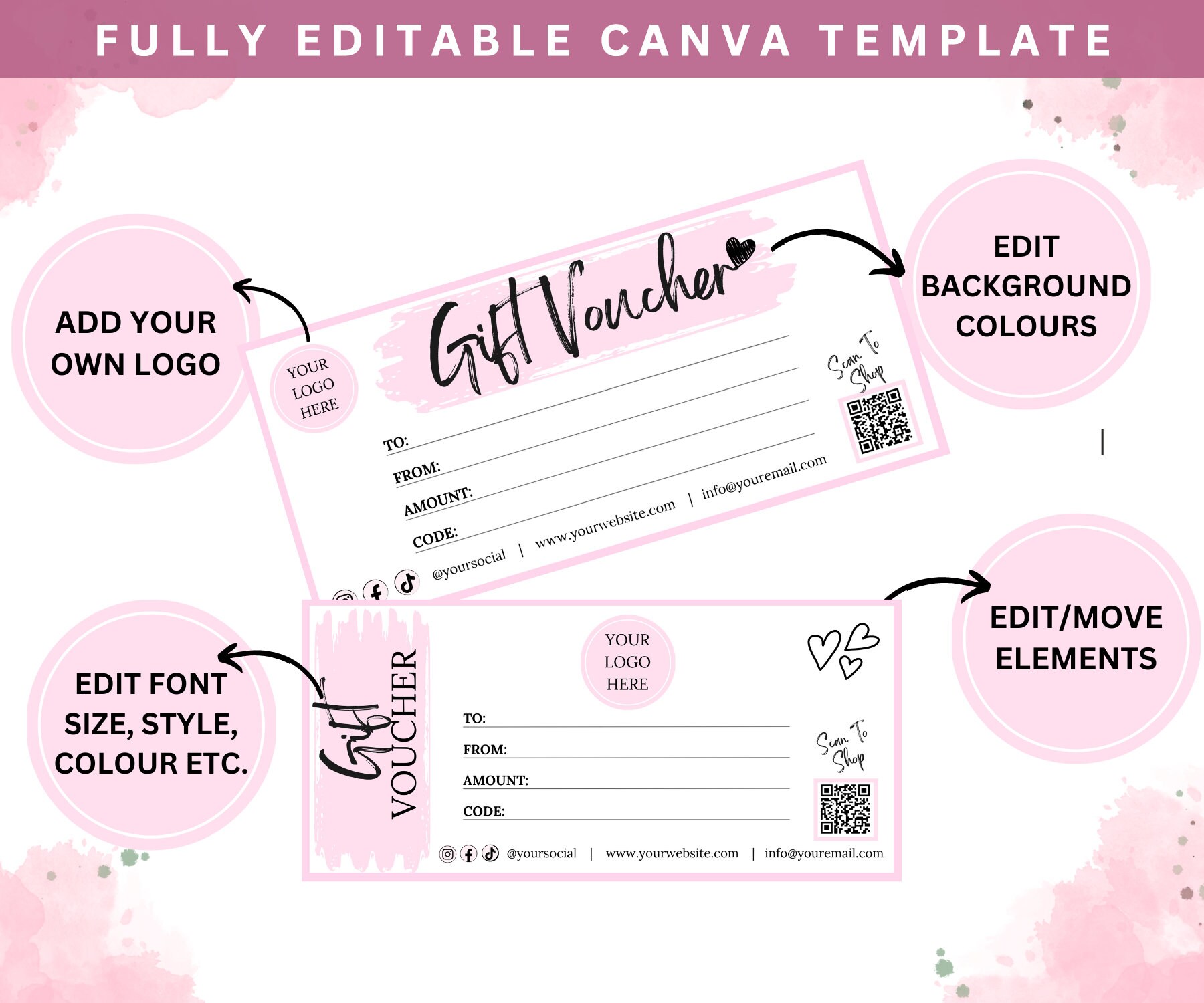 Gift Voucher, Canva Editable Template, Gift Certificate, Business ...