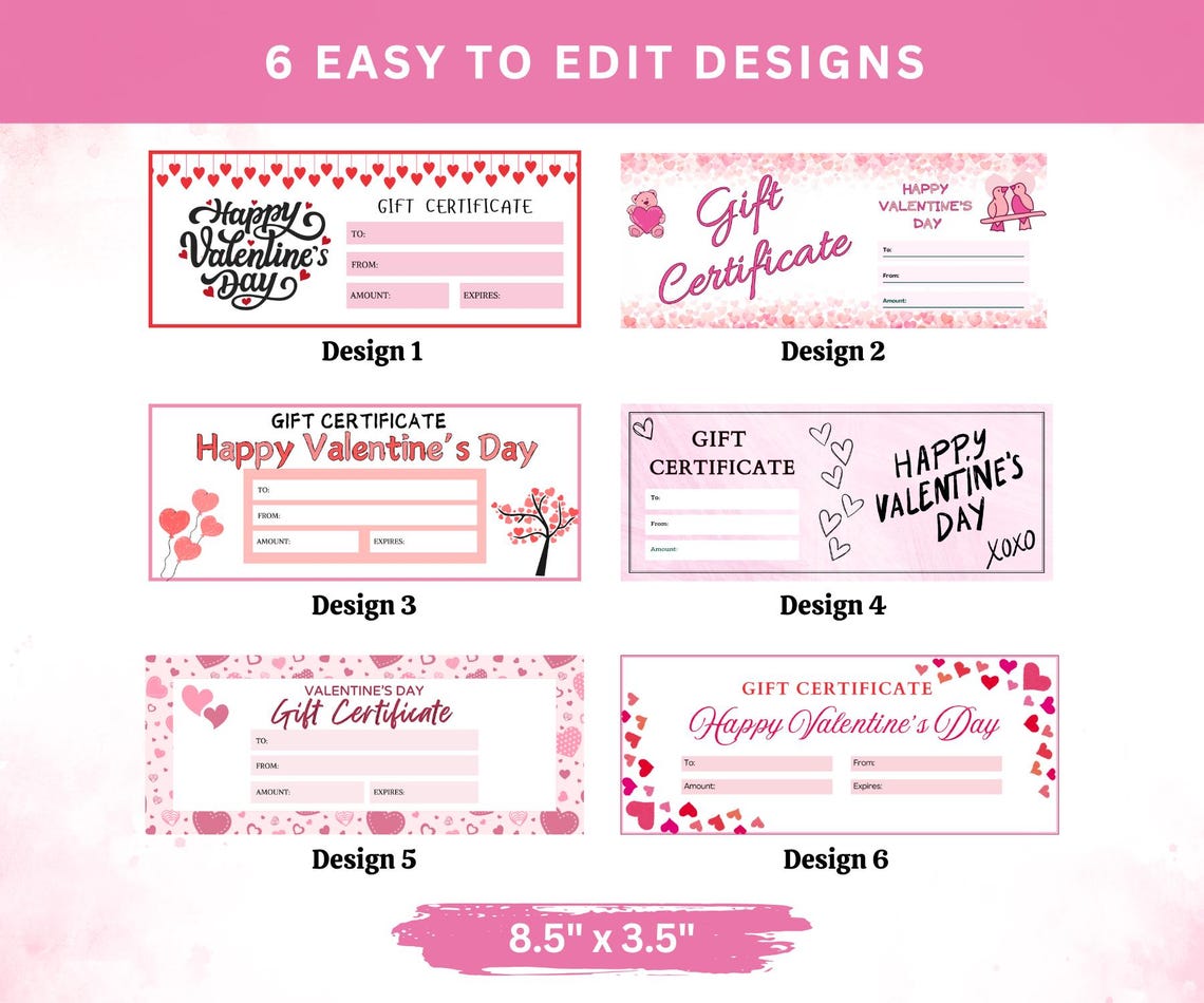 Editable Valentine's Gift Certificates | Gift Certificate Template ...