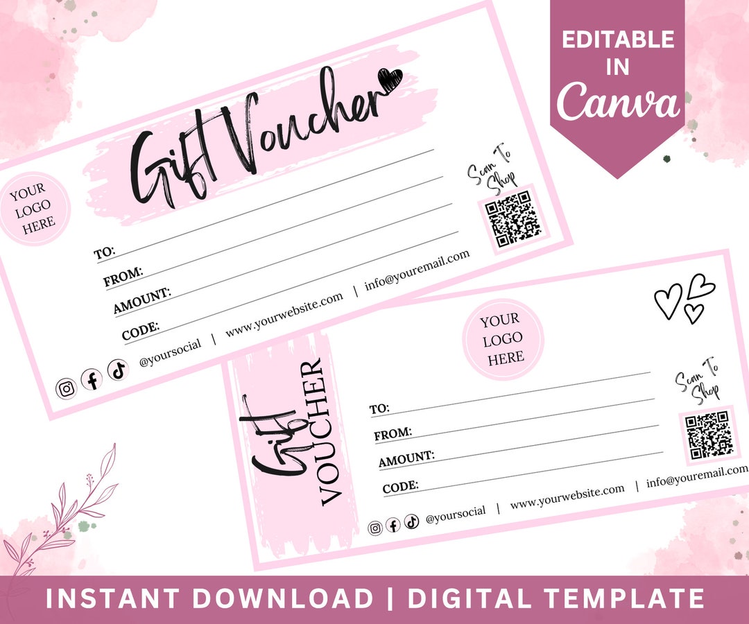 Gift Voucher, Canva Editable Template, Gift Certificate, Business ...