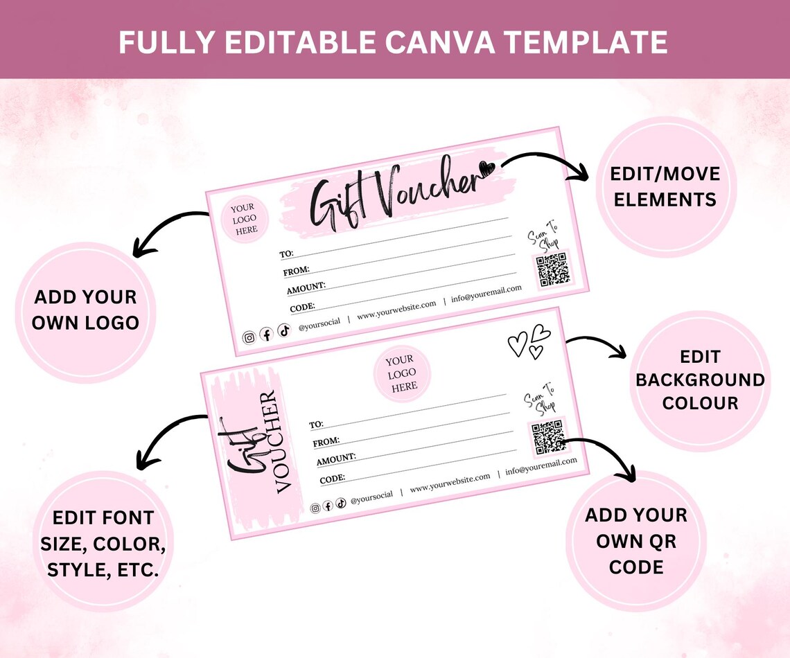 Gift Voucher | Canva Editable Template | Gift Certificate | Business ...