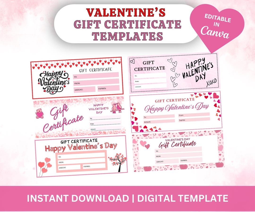 Editable Valentine's Gift Certificates | Gift Certificate Template ...