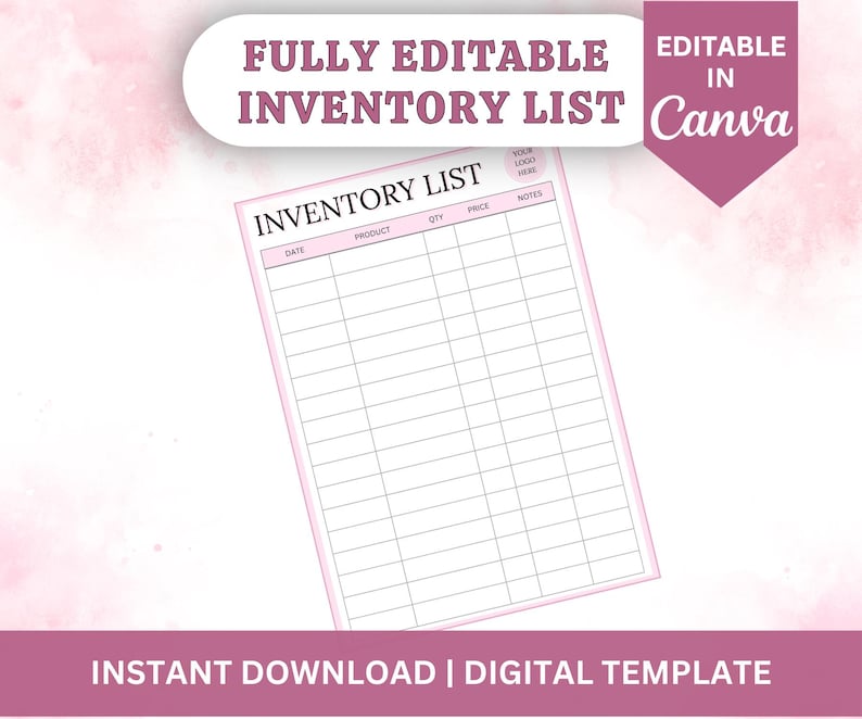 Editable Inventory List Template | Business Form (digital Download) - Etsy