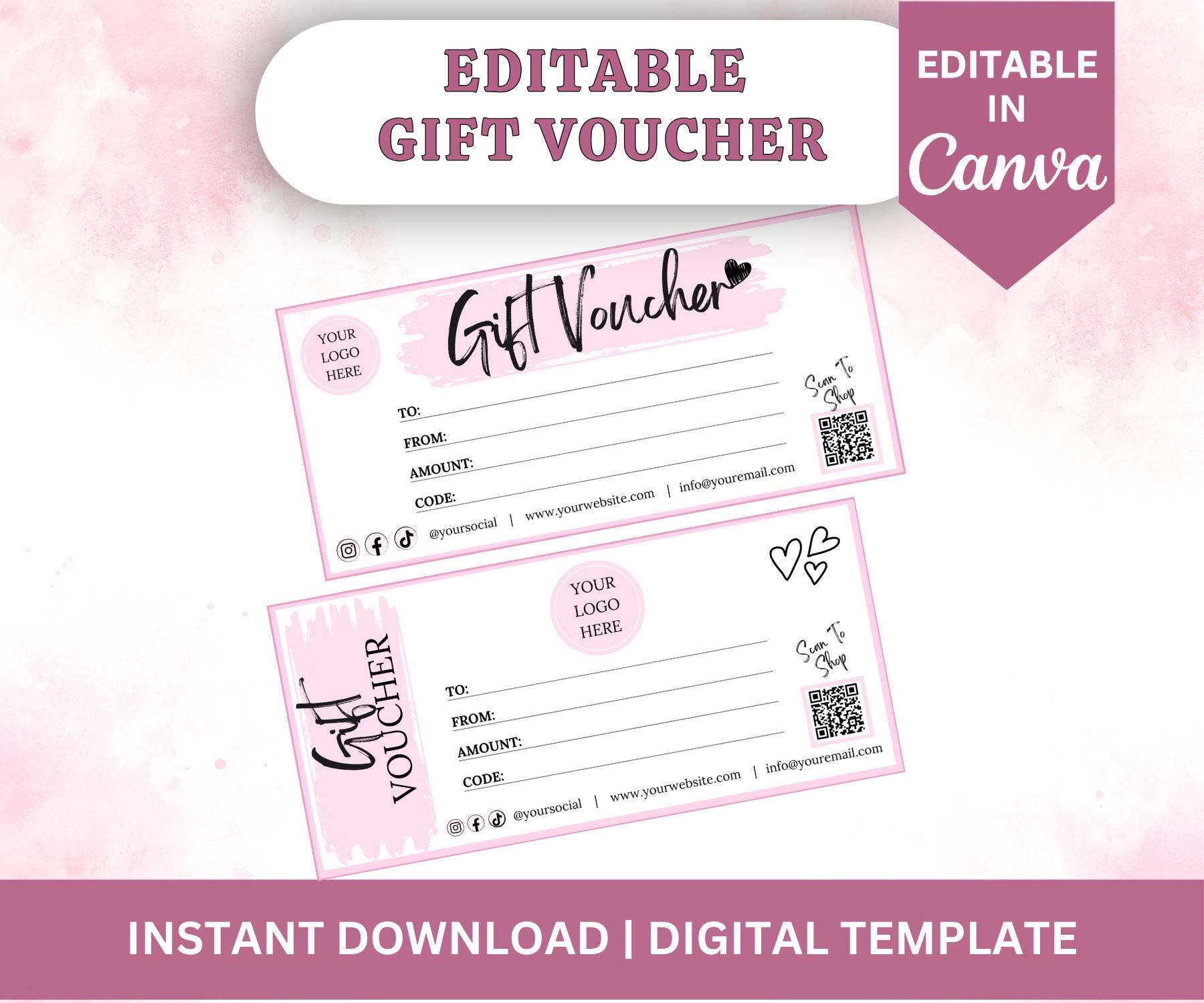 Gift Voucher | Canva Editable Template | Gift Certificate | Business ...