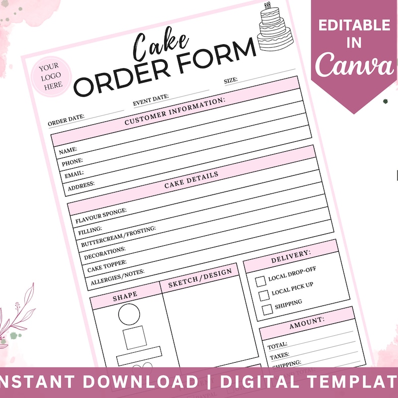 Cake Order Form - Etsy