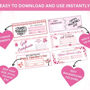 Editable Valentine's Gift Certificates | Gift Certificate Template ...