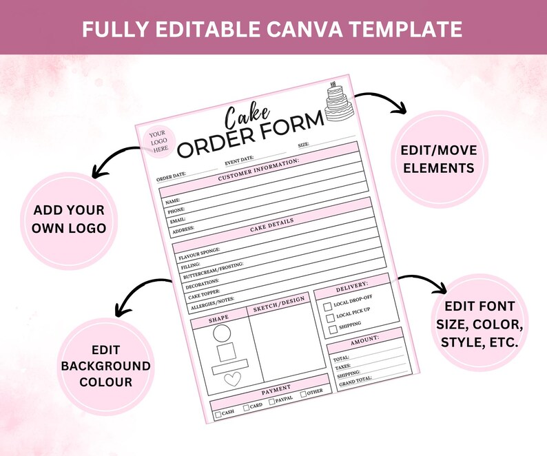 Cake Order Form Template | Bakery Order Form | Small Business Form ...