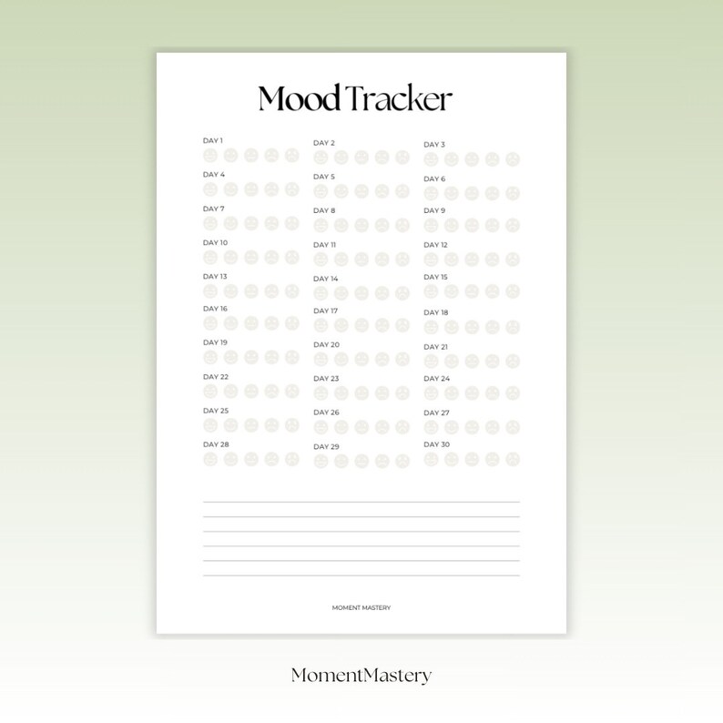 Mood Tracker Printable, 30 Days,daily Mood Journal, Emotion Tracker, A4 ...