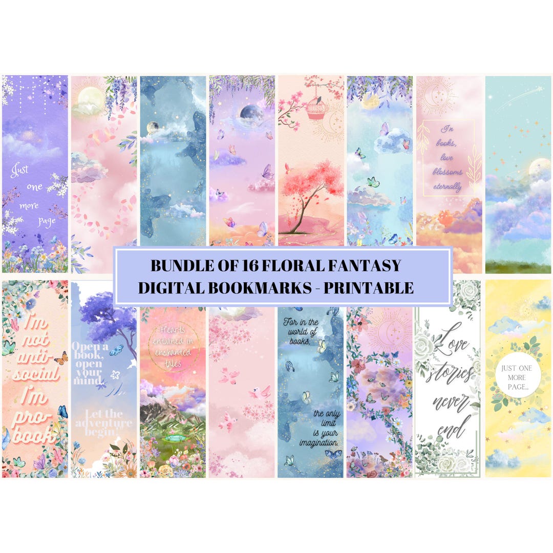 Whimsical Fairy Romance Set 16 Digital Bookmark Direct Download ...