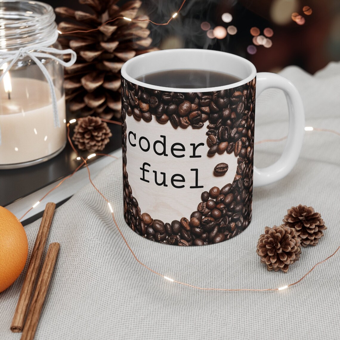 Coder Fuel Coffee Mug With Coffee Beans - Etsy