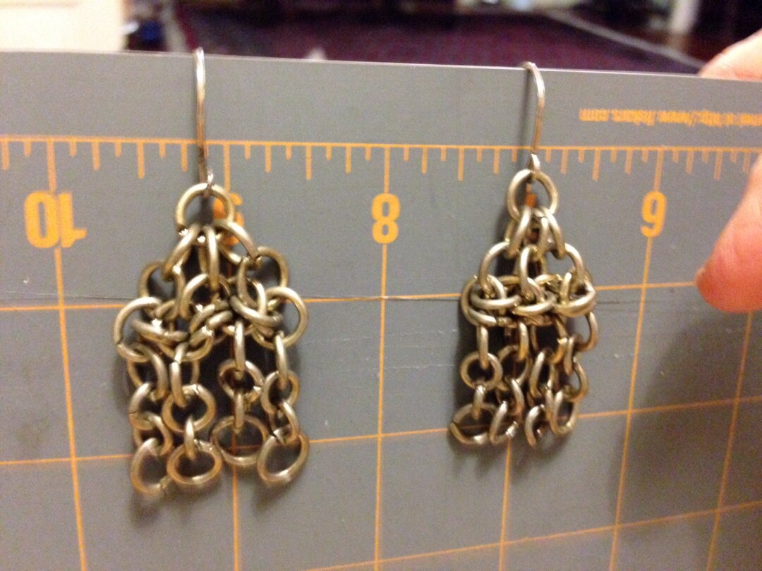 Handmade Chainmail Earrings Big Beautiful Earrings Sterling Earwire - Etsy
