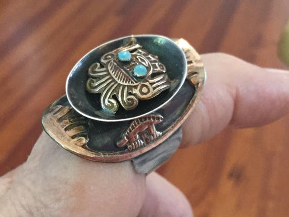 18k Ring Pre Inca God VIRACOCHA 925 - Gem