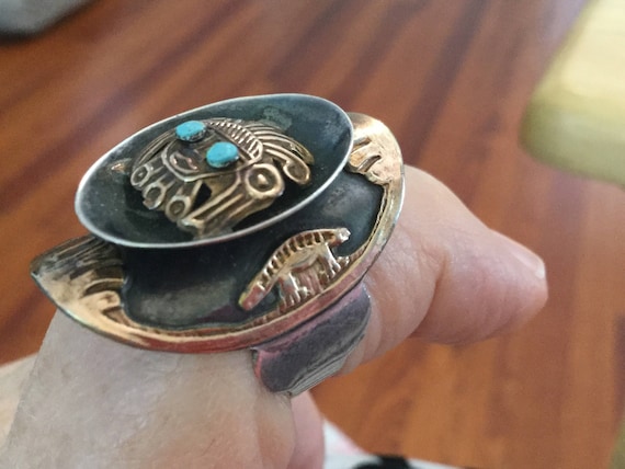 18k Ring Pre Inca God VIRACOCHA 925 - Gem