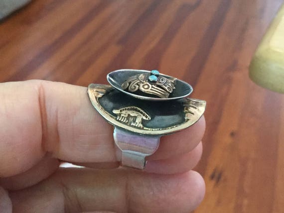 18k Ring Pre Inca God VIRACOCHA 925 - Gem