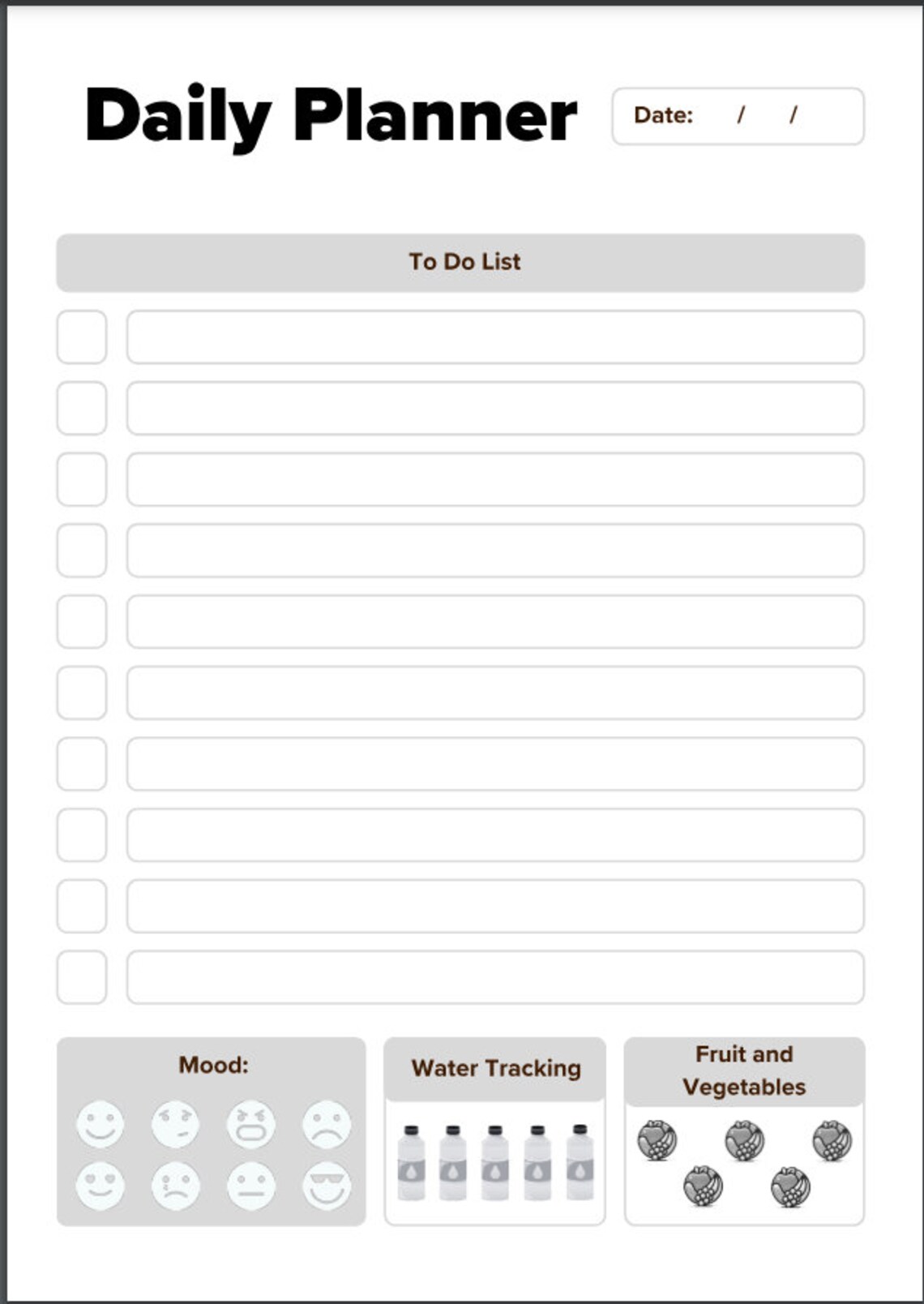 One Page Printable Daily Planner - Etsy