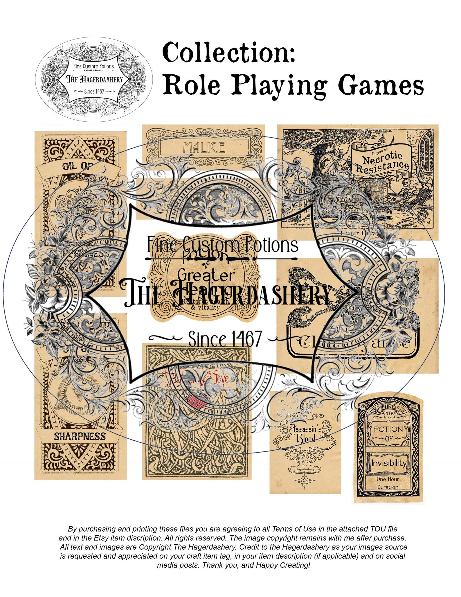 Tabletop RPG Potion Labels, Potion of Greater Healing, Spooky ...