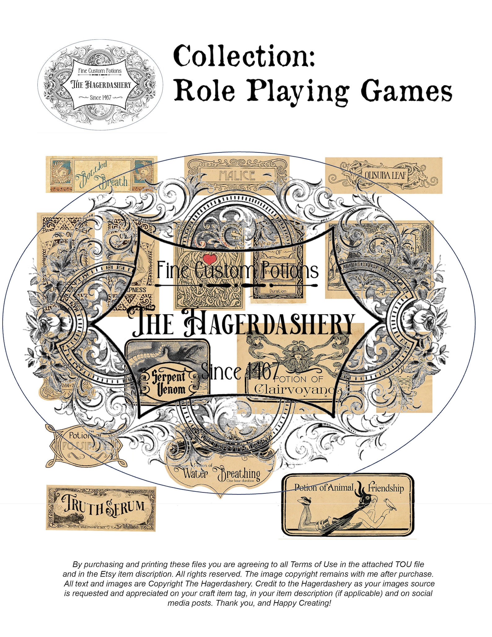 Tabletop RPG Potion Labels, Potion of Greater Healing, Spooky ...