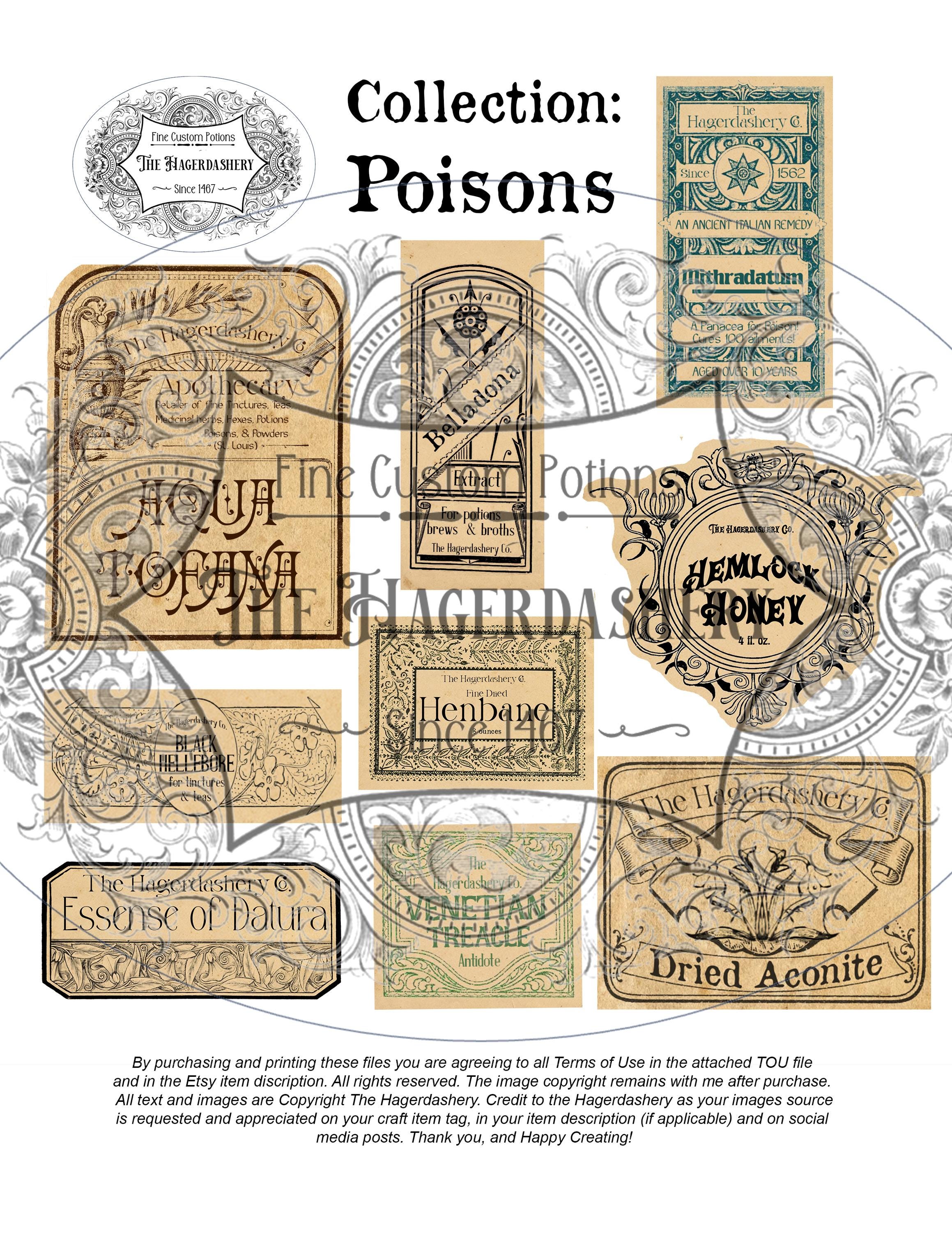 Poison Potion Labels, Digital Printable Potion Labels, Spooky ...