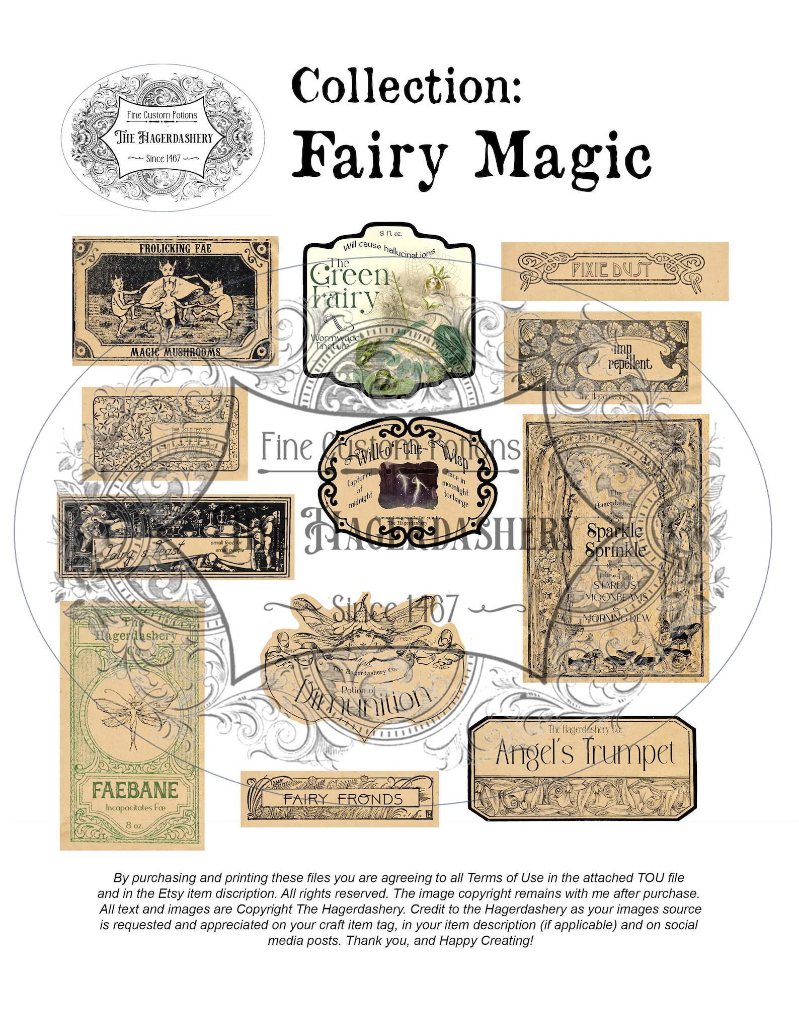 Fairy Magic Potion Labels, Digital Printable Potion Labels, Apothecary ...