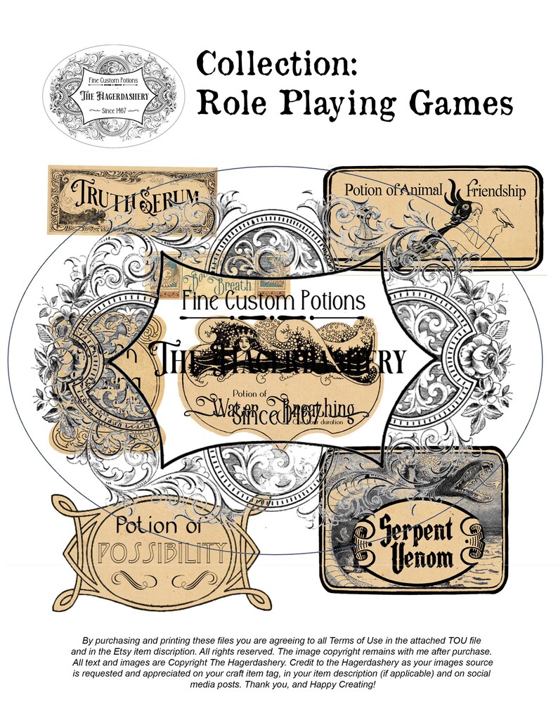 Tabletop RPG Potion Labels, Potion of Greater Healing, Spooky ...