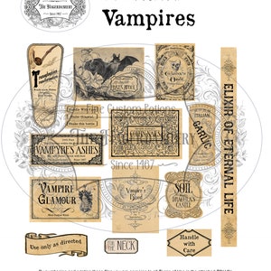 Vampire Potion Labels, Digital Printable Potion Labels, Spooky ...