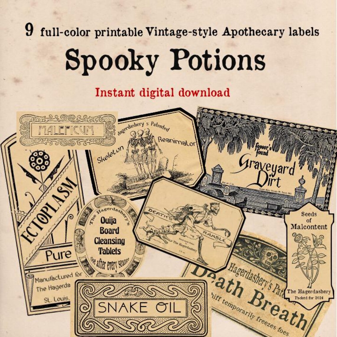 Ghostly Potion Labels, Digital Printable Potion Labels, Spooky ...