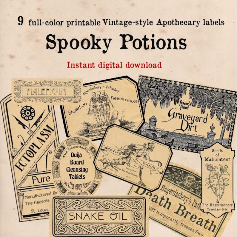 Ghostly Potion Labels, Digital Printable Potion Labels, Spooky ...