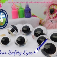 6 Pair Round Flat Black Disc Safety Eyes, Nose, Buttons, 17mm or 24mm ...
