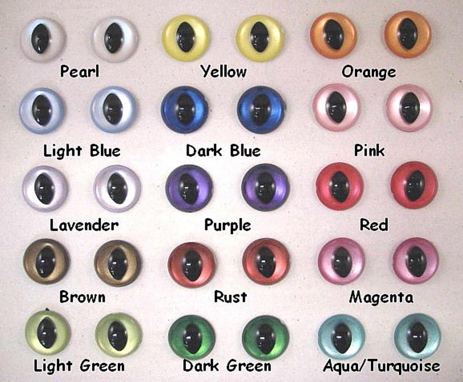15 PAIR Safety Eyes SLIT Pupils Iridescent Colors 10mm or 12mm | Etsy
