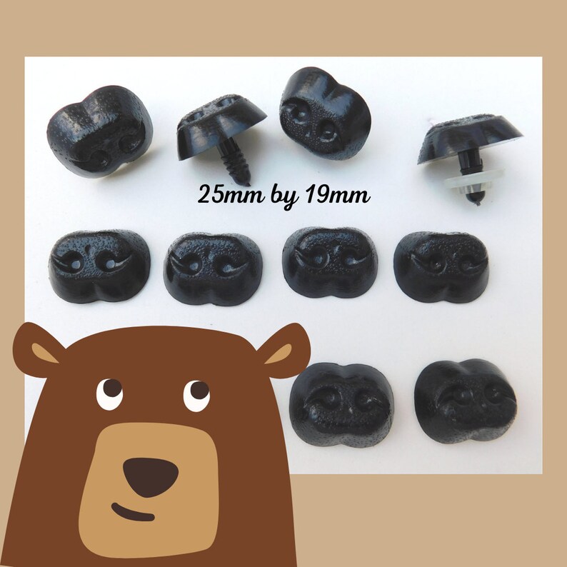 12 Pc. 23mm or 24mm or 25mm Wide Textured Black Plastic Safety NOSES ...