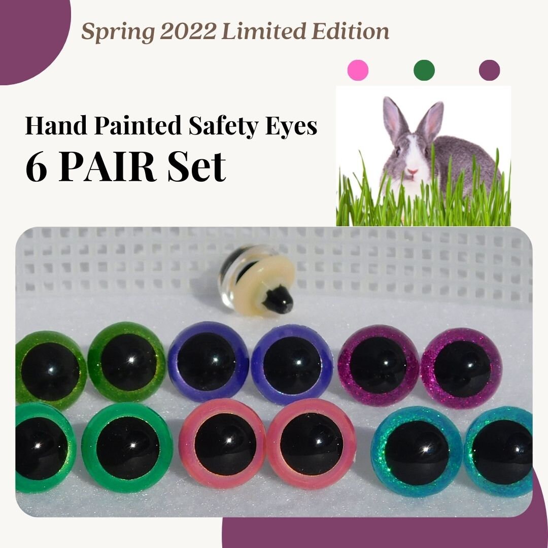 6 PAIR Safety Eyes Spring Series Hand Painted 6mm to 30mm for Doll ...