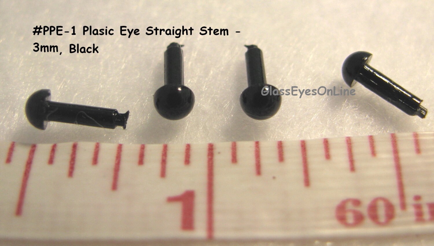 24 PAIR Black Plastic EYES With Straight Stems 2mm or 3mm or - Etsy