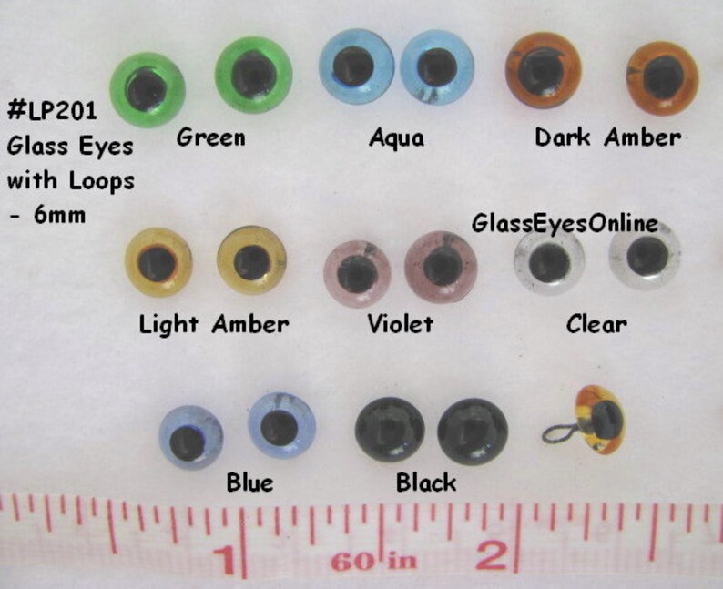 7 Pair Glass Sew on Eyes With Wire Loops Choose Size 4mm to - Etsy