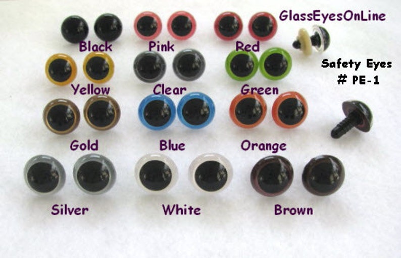 12 PAIR 14mm or 15mm or 16mm Plastic Safety Eyes with washers | Etsy