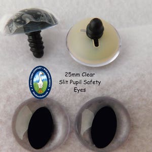 2 PAIR Cat Eyes 25mm or 28mm or 30mm SLIT Pupil Safety Eyes & Plastic ...