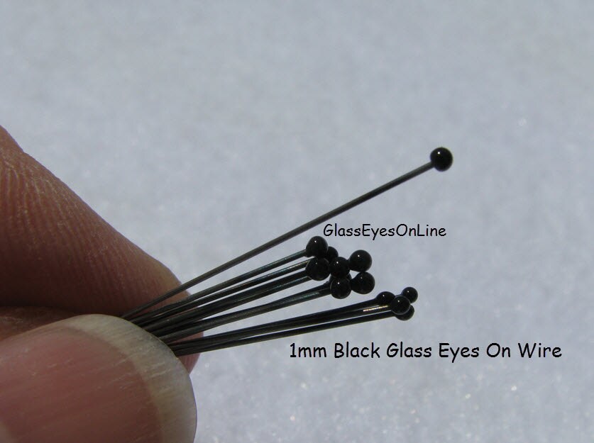 6 PAIR GLASS EYES on Wire Solid Black Choose 1mm to 8mm for - Etsy UK
