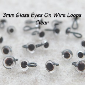20 PAIR Glass Eyes on Wire Bent Into a Loop SALE 3mm or 4mm or 5mm ...