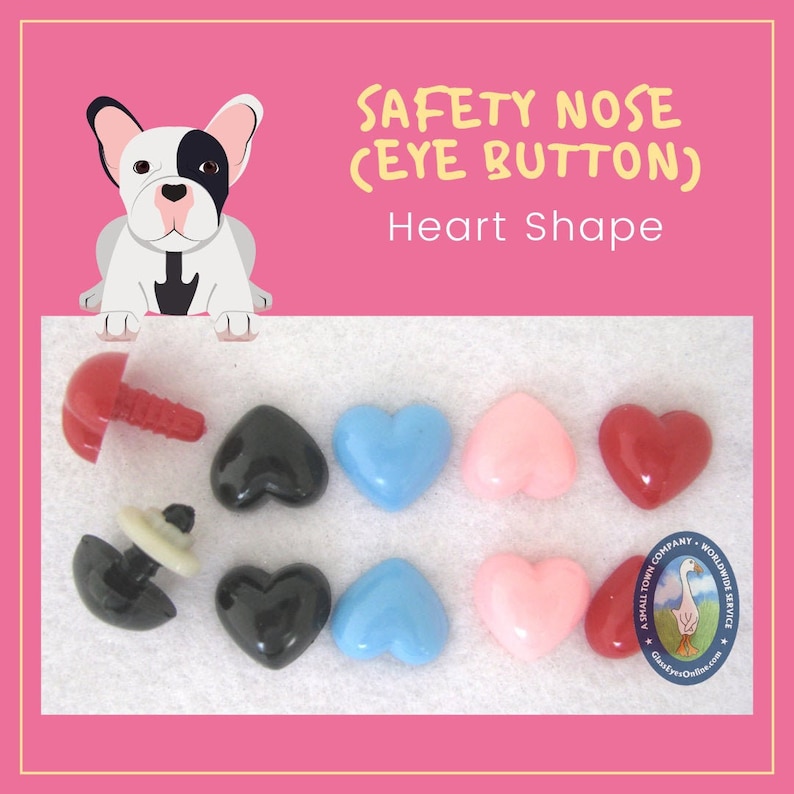 20 Heart Shape Safety Noses Buttons Eyes 13mm 15mm 18mm With - Etsy