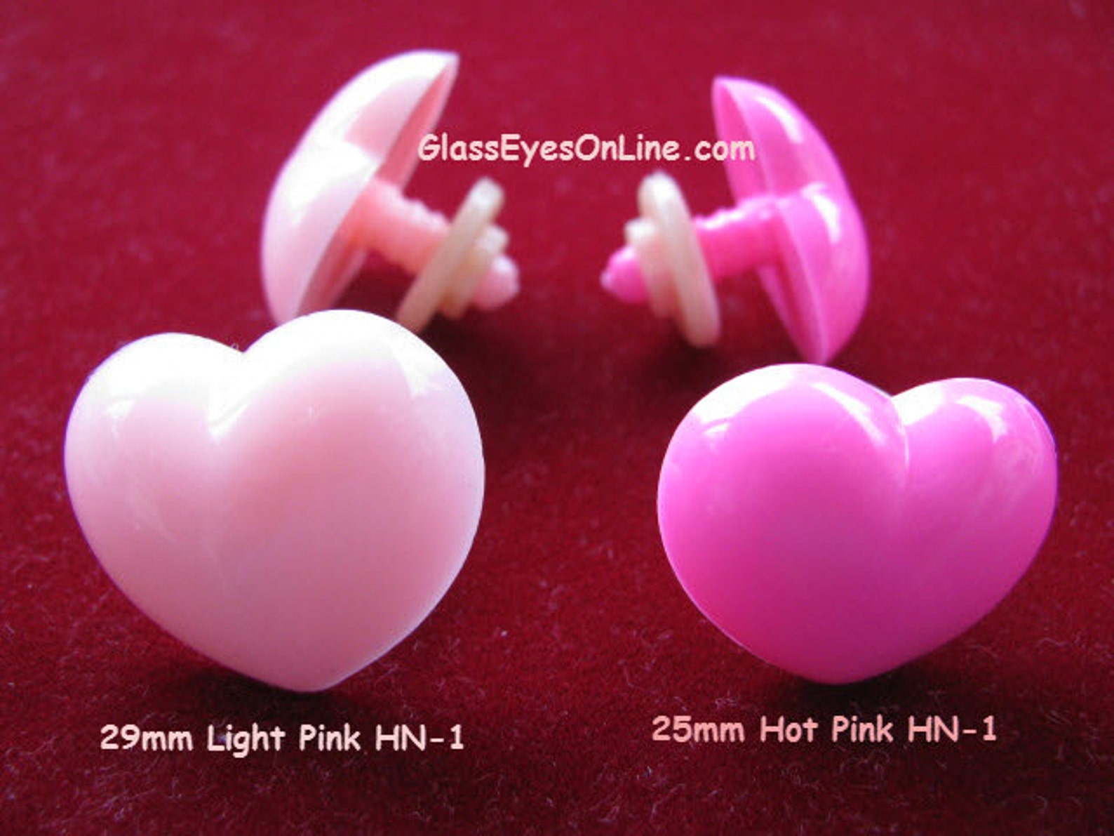 10 Pink Heart Shape Safety Noses 25mm or 29mm Also Use as Buttons, Eyes ...