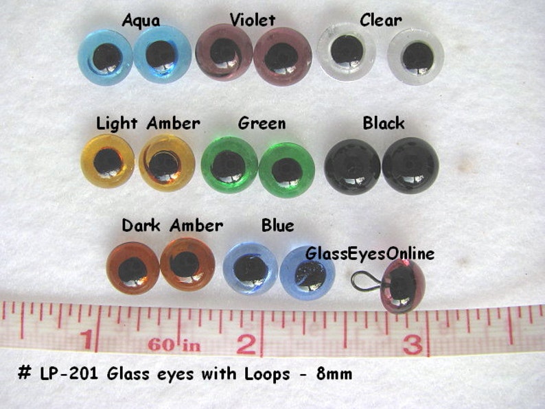 7 Pair Glass Sew on Eyes With Wire Loops Choose Size 4mm to - Etsy