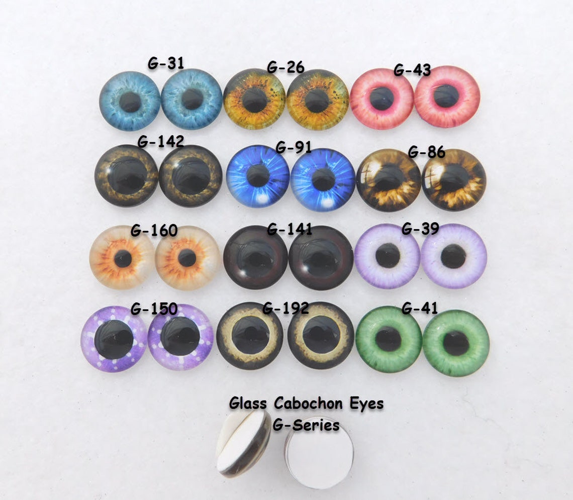 1 Pair Glass Cabochon Eyes Size 8mm 10mm 12mm 14mm 16mm 20mm | Etsy