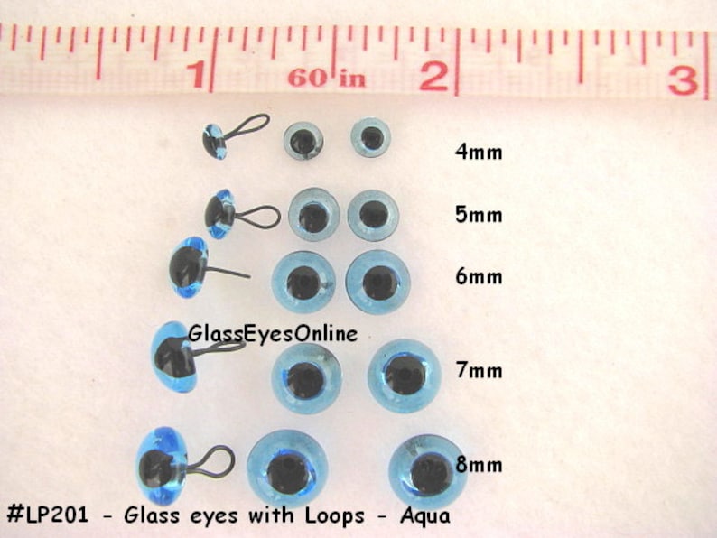 12 PAIR 4mm or 5mm or 6mm or 7mm or 8mm Glass EYES Wire Loops - Etsy