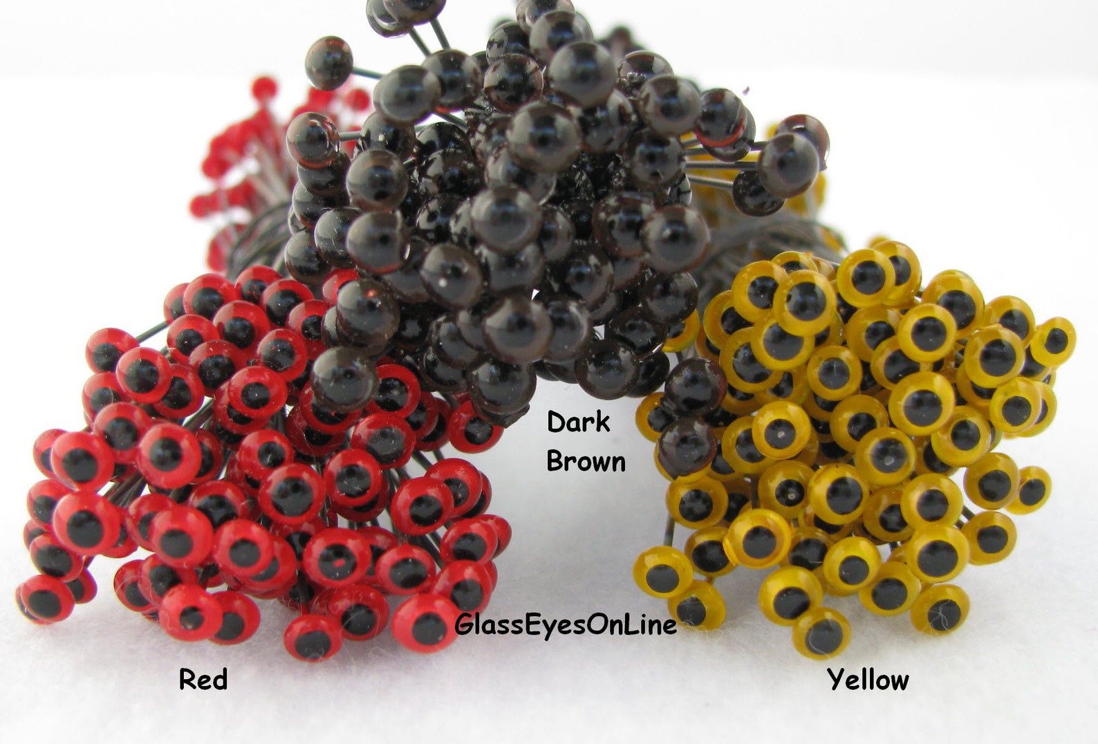 6 Pair Glass Eyes on Wire Wood Carvers and Sculptors Size 4mm to 10mm ...