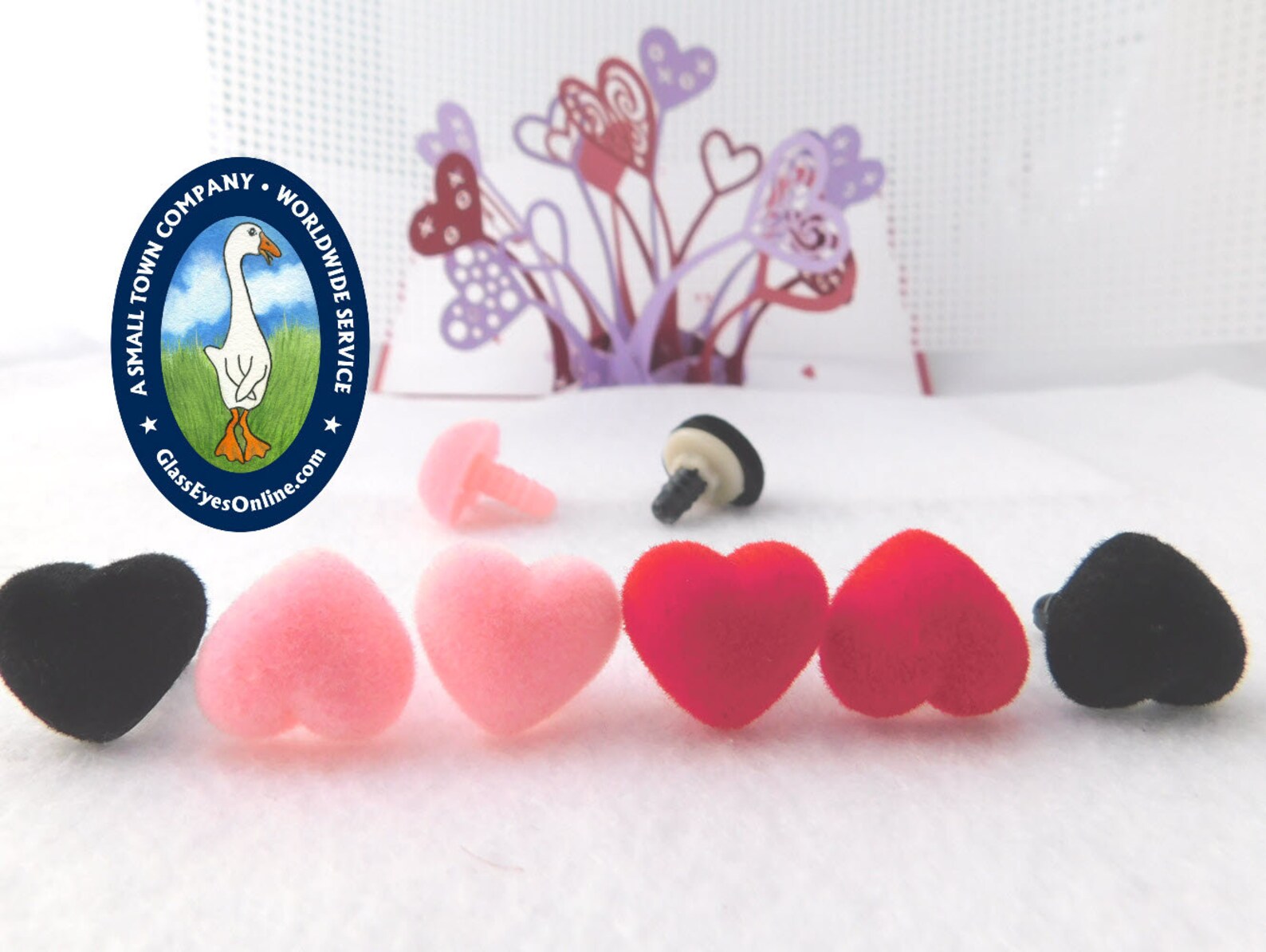 12 Flock Heart Noses, Buttons, Eyes 13mm to 18mm for Dolls, Teddy Bears ...