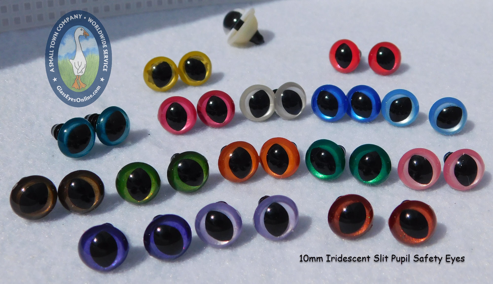 12 PAIR Safety Cat Eyes 10mm to 15mm Sparkle Glitter SLIT Pupil Plastic ...