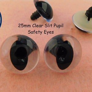 2 PAIR Cat Eyes 25mm or 28mm or 30mm SLIT Pupil Safety Eyes & Plastic ...