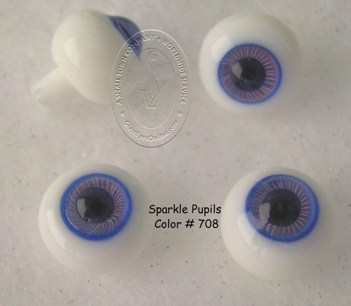 1 PAIR 12mm Solid Glass Eyes With Sparkle Pupils for Polymer | Etsy